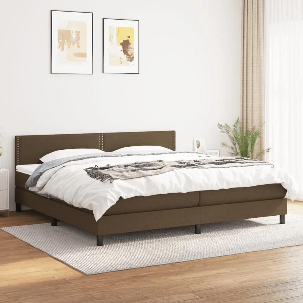 Box spring postel s matrací tmavě hnědá 200x200 cm textil,  3140004
