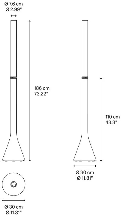 Lodes Croma, bronzová stojací lampa pro nepřímé osvětlení se stmívačem, 42W LED 2200 - 3200K dim-to-warm, 186cm