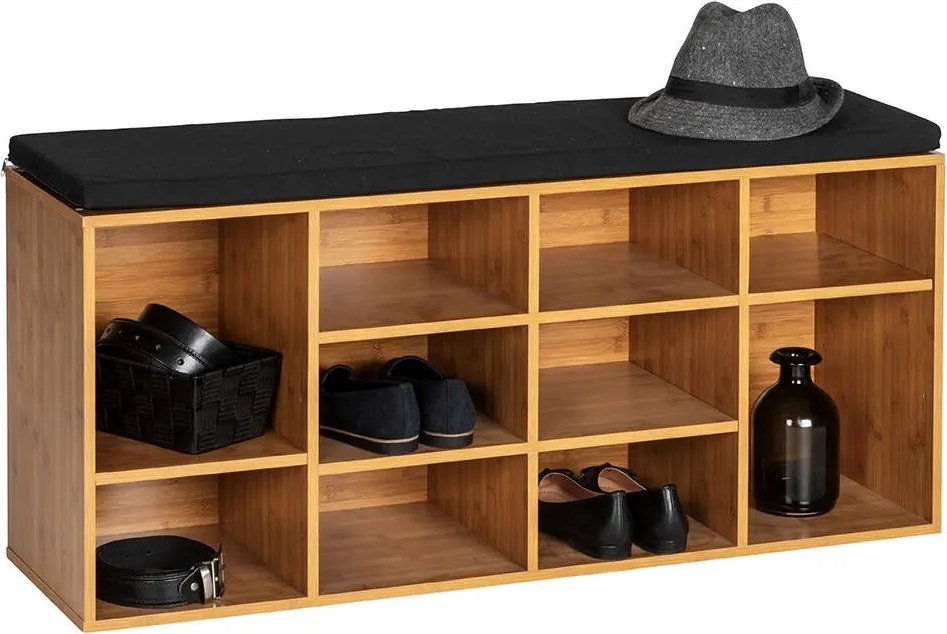 Botník se sedákem z černé látky LOFT, hnědá, Wenko