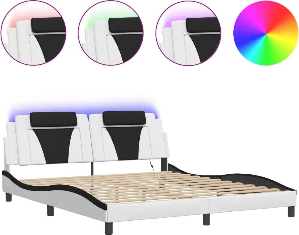 Rám postele Viana s LED bez matrace bílý a černý 180x200 cm 3214042