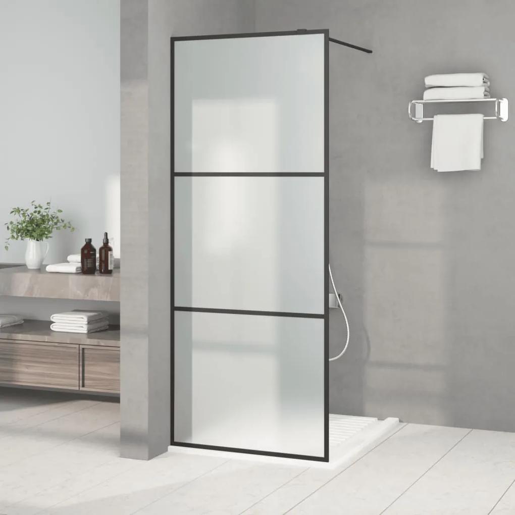 Sprchová zástěna walk-in černá 80 x 195 cm mléčné ESG sklo