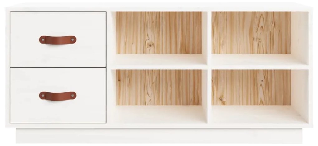 Lavice s botníkem bílá 100 x 34 x 45 cm masivní borové dřevo - Default Title