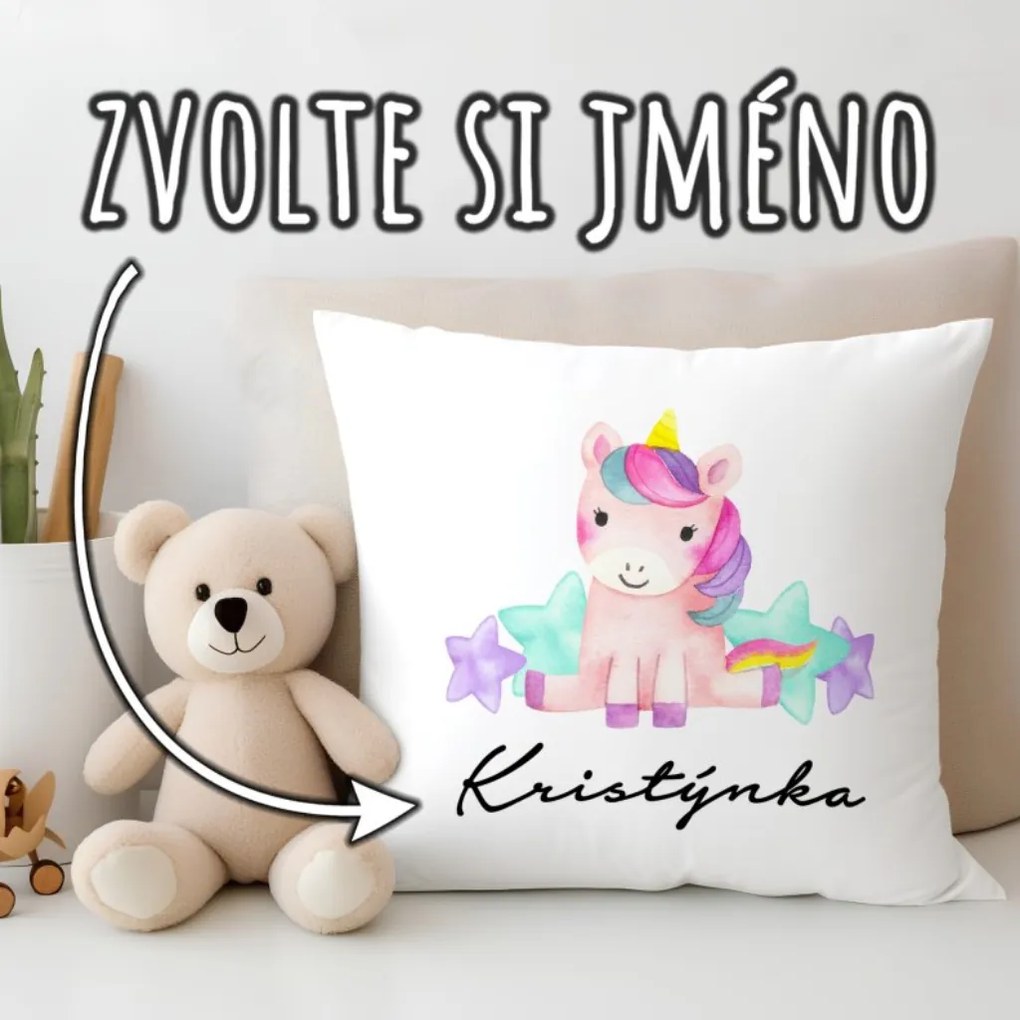Ahome Ahome CZ Polštář Jednorožec se jménem 37 x 37 cm