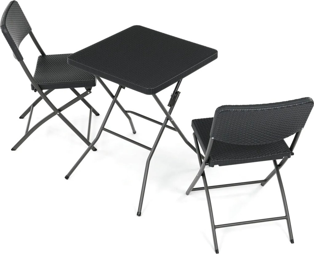 Zahradní set LITTLE 1+2 - šedý plast / šedá kovová konstrukce