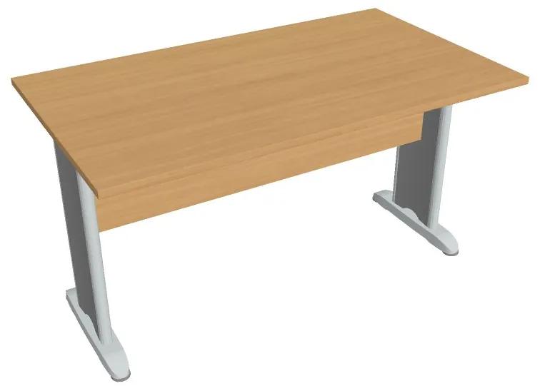 Stůl jednací rovný 140 cm - Hobis Cross CJ 1400 Dekor stolové desky: buk, Dekor lamino podnože: buk, Barva nohou: Stříbrná