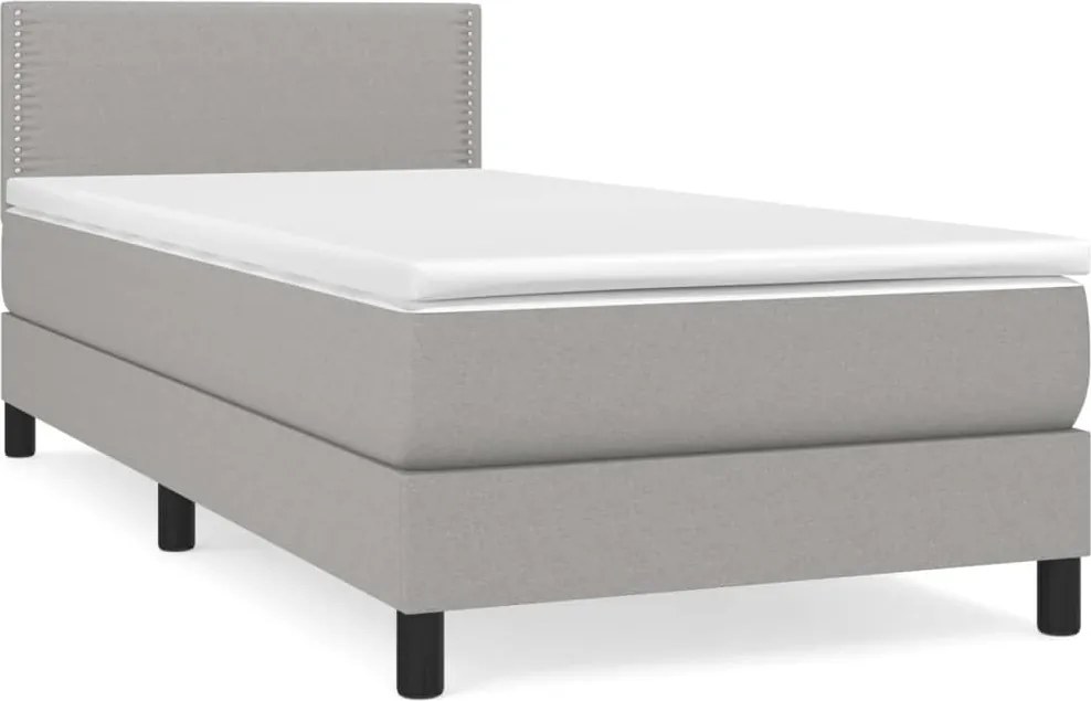 Box spring postel s matrací světle šedá 90x190 cm textil 3139937