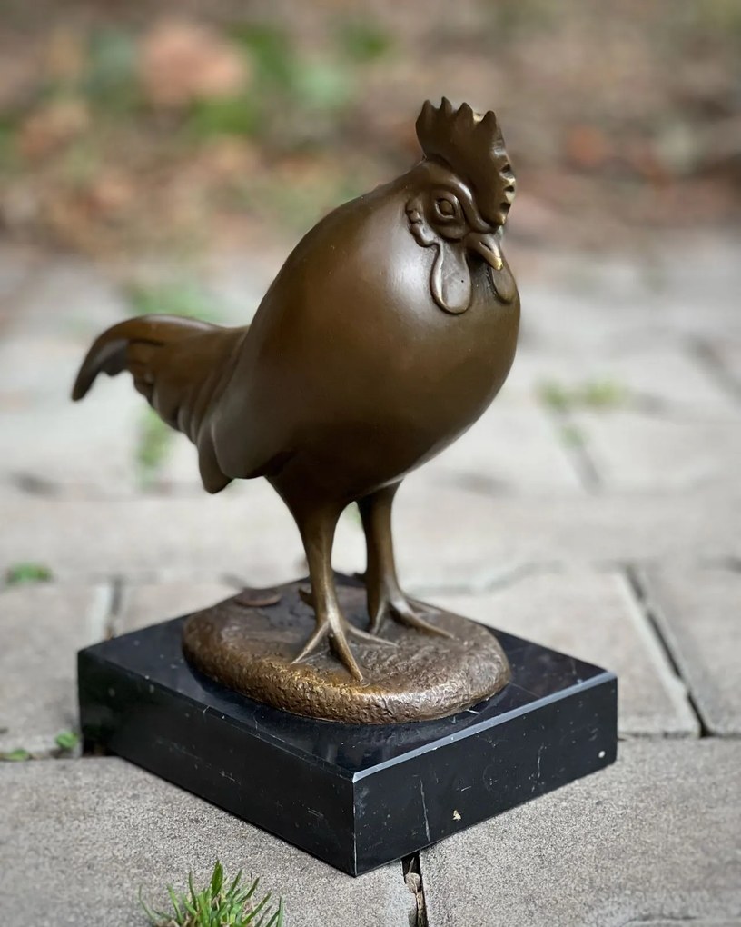 Bronzová socha soška - KOHOUT zvířecí figurína