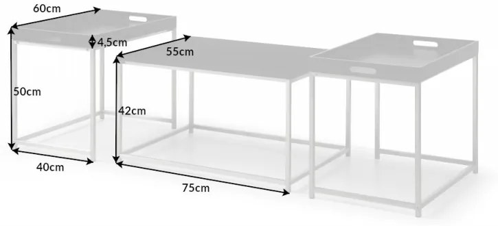 3 dílný set černých konferenčních stolků Elements