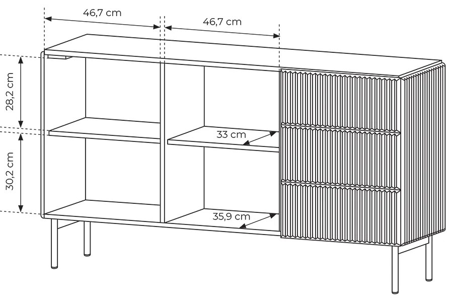 MUTI k | komoda 147 2D3S | 147 cm | kašmír