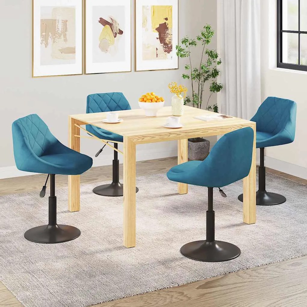 Otočné jídelní židle 4 ks modré samet 3088795