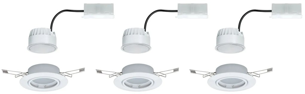 Paulmann 93423 LED base, set bílých kulatých bodovek, 3x6,5W LED 3000K, prům. 9cm