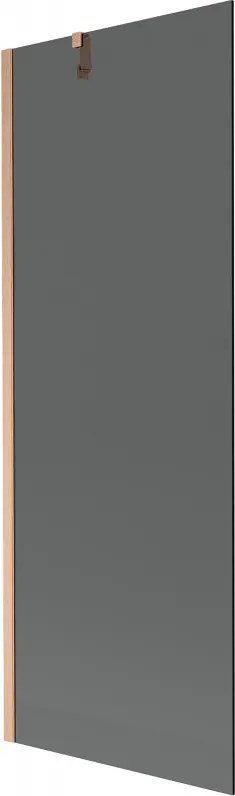 Mexen Next, 1-křídlová vanová zástěna 70 x 150 cm, 6mm šedé sklo, měděná matná, 895-070-000-00-40-65