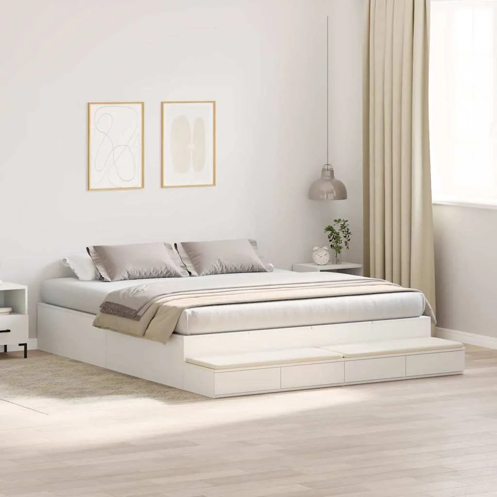 Rám postele s úložným prostorem Bílá 180 cm Kompozitní dřevo 3335661