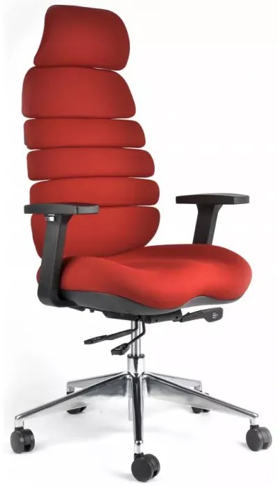 MERCURY STAR Kancelářská ergonomická židle SPINE s podhlavníkem — látka, nosnost 130 kg Tmavě šedá