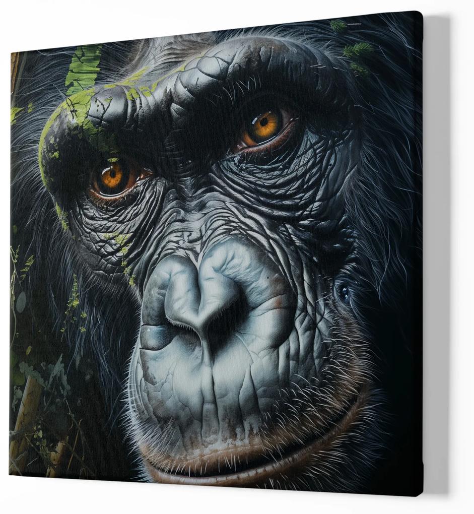Obraz na plátně - Gorila, Přítel z džungle, Makro portrét, Králové divočiny FeelHappy.cz Velikost obrazu: 80 x 80 cm