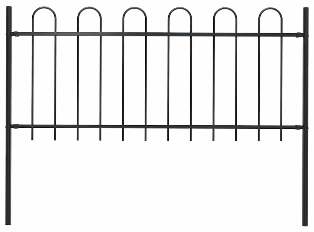 Zahradní plot BOXTEL s obloukem nahoře ocelový 170 x 100 cm černý 144930