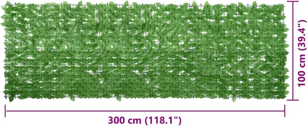 Balkónová zástěna se zelenými listy 300 x 100 cm 315499
