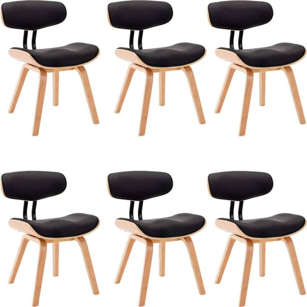 vidaXL Jídelní židle 6 ks ohýbané dřevo a textil [278723] Barva: černá a tmavě hnědá