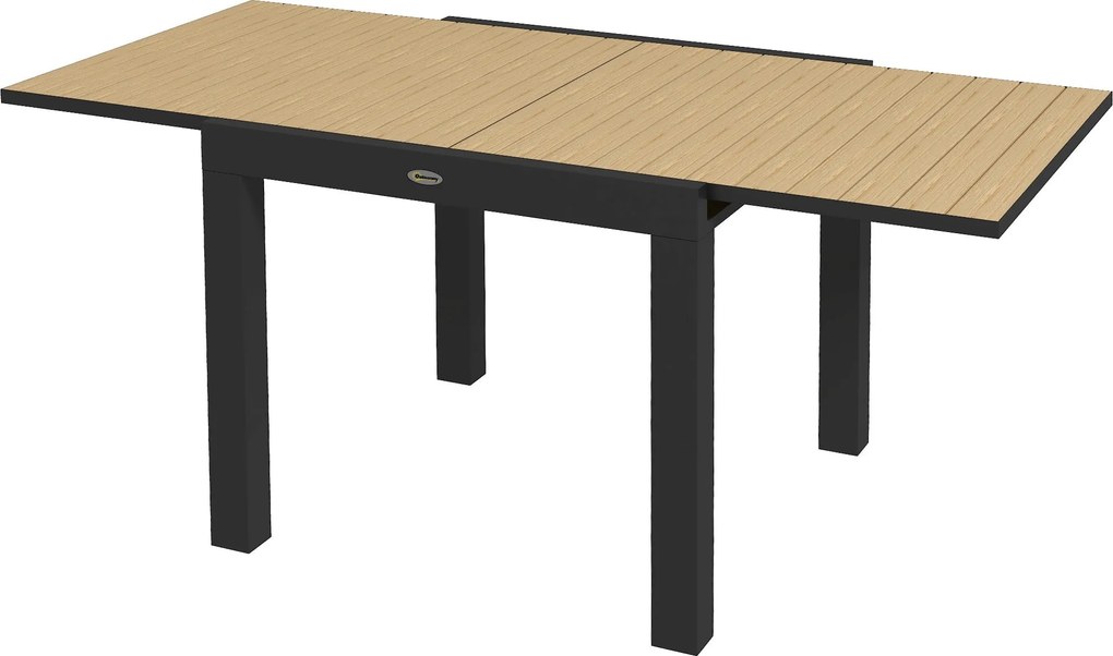 Zahradní stůl Outsunny pro 6 osob – Rozkládací stůl na balkon s kapacitou zatížení až 70 kg – Hliník, žlutý, 81/162 x 80 x 75 cm | Aosom