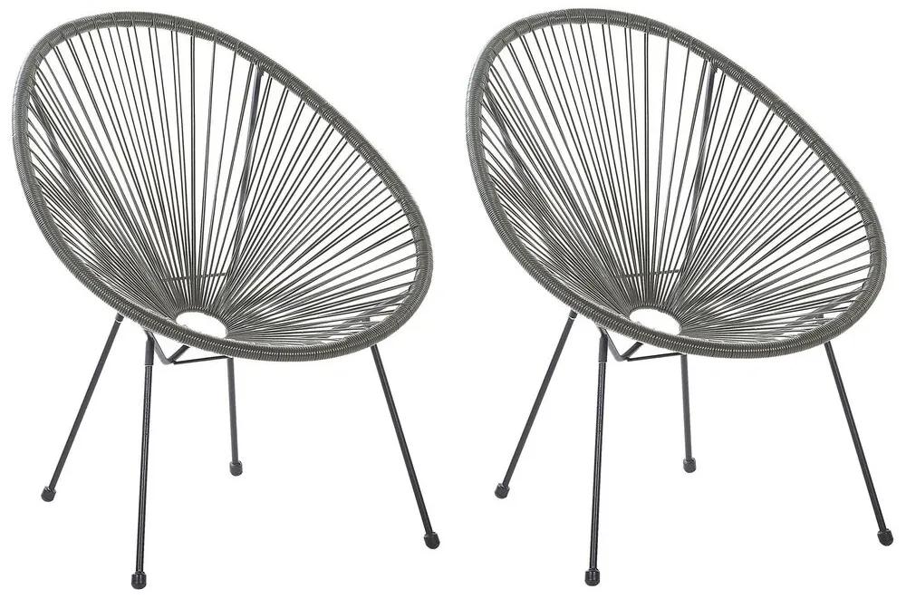 Sada 2 šedých ratanových židlí ACAPULCO II Beliani