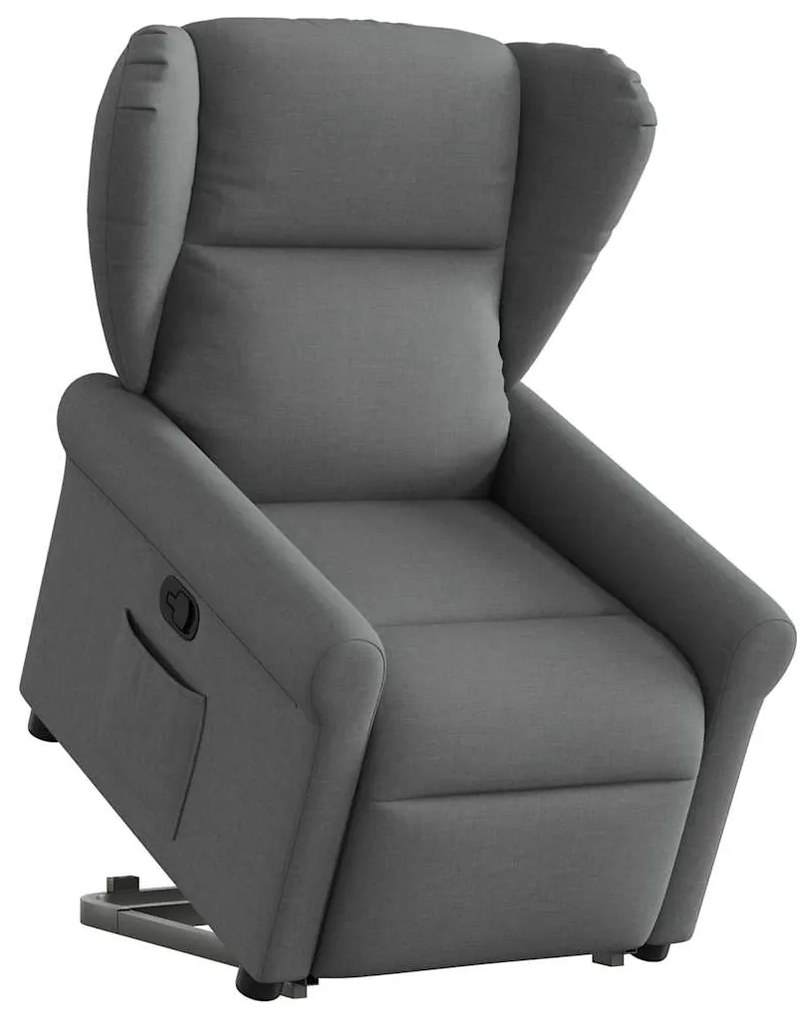 Zvedací polohovací křeslo tmavě šedé textil 3303375