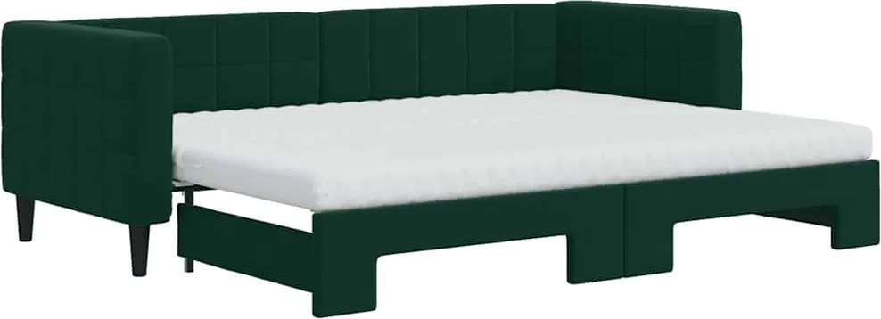 Válenda s přistýlkou a matracemi tmavě zelená 80 x 200 cm samet 3196710