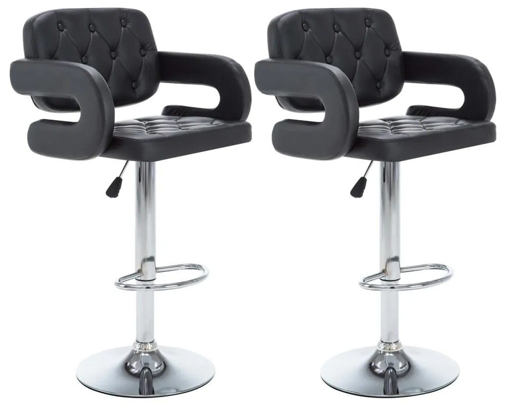 Otočné barové židle z umělé kůže 2 ks - černé | 54x58x115 cm