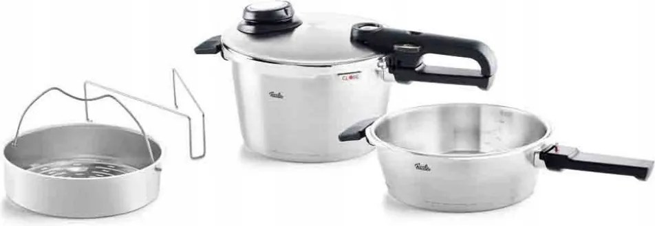 Fissler Sada tlakových hrnců, stříbrná/černá, 4,5 l