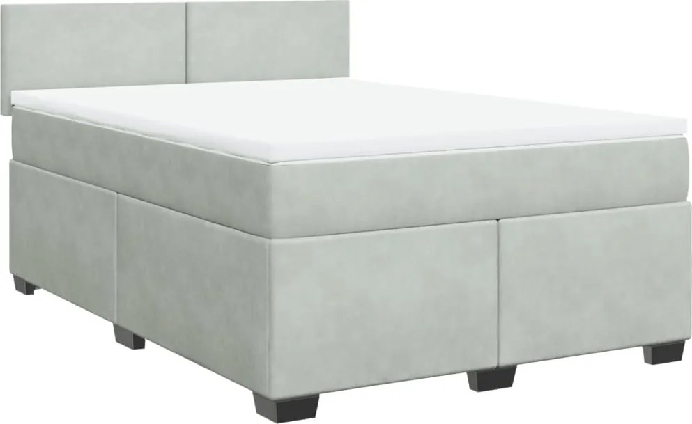 Box spring postel s matrací světle šedá 160x200 cm samet 3286348