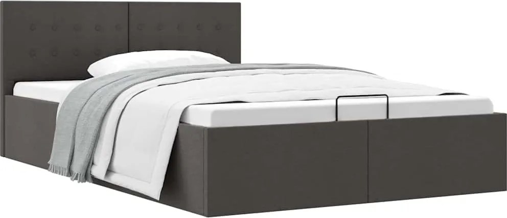 Rám postele s úložným prostorem tmavě šedý textil 140 x 200 cm 285573