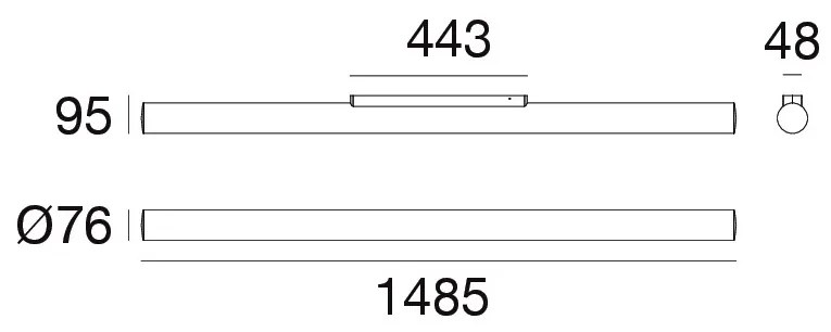 Linea Light 8851 Tu-TOP, nástěnné svítidlo, 48W 3000K DALI, délka 148,5cm
