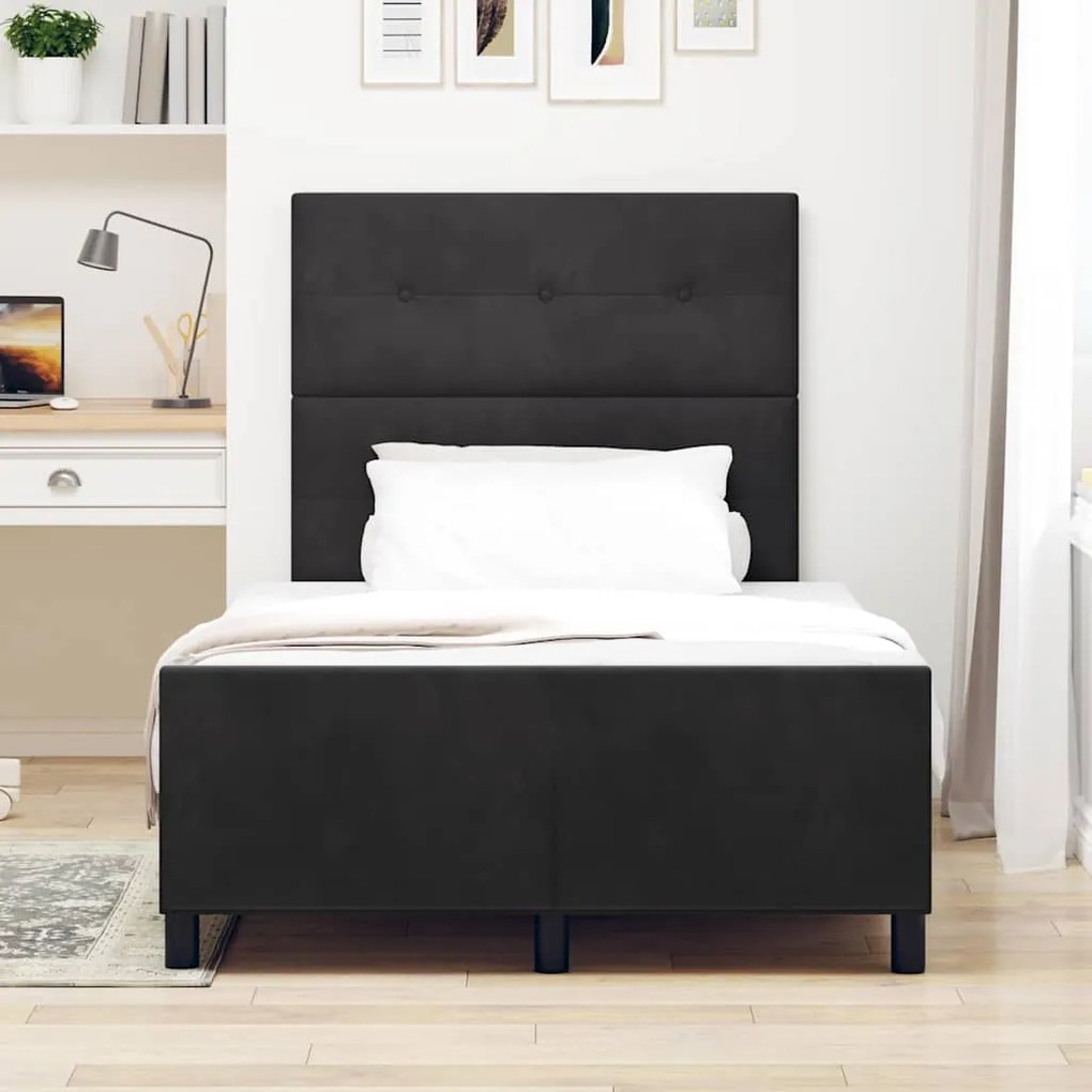 Postel s boxspringem s čelo Černá 120 x 200 cm samet 3344935
