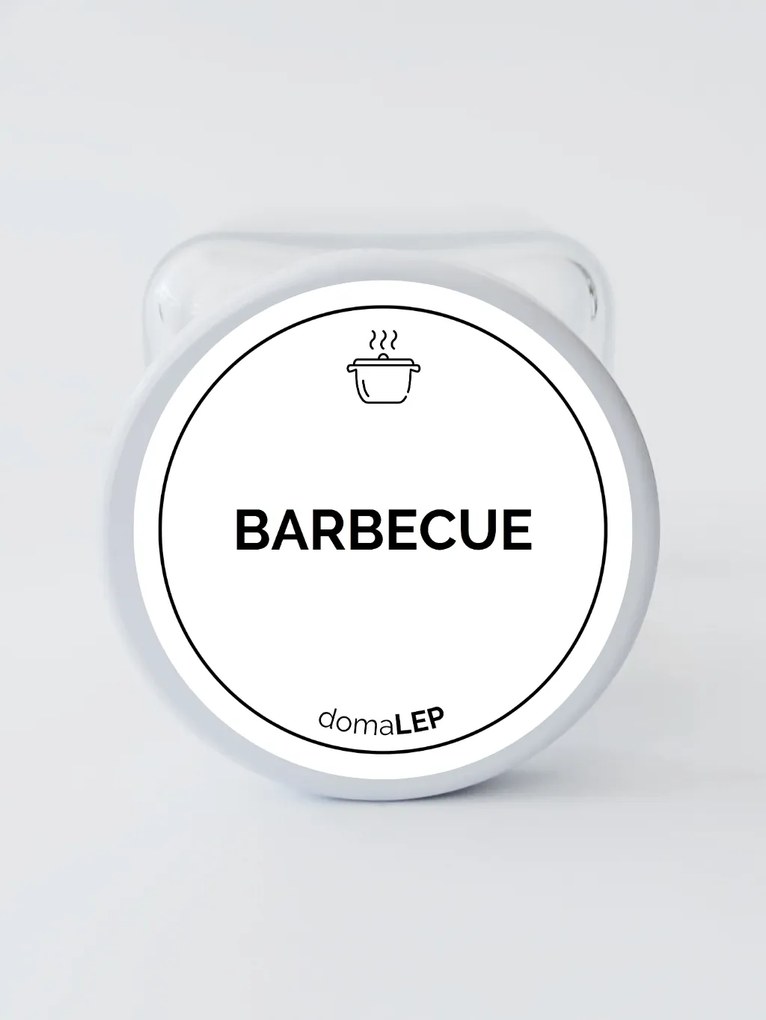 Samolepka na kořenky BARBECUE bílá 5 cm tučné písmo