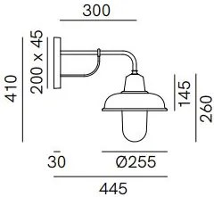 Il Fanale Contrada, nástěnné svítidlo z mosazi, mědi a čirého o skla 1x15W E27, Ø 25,5cm, IP44