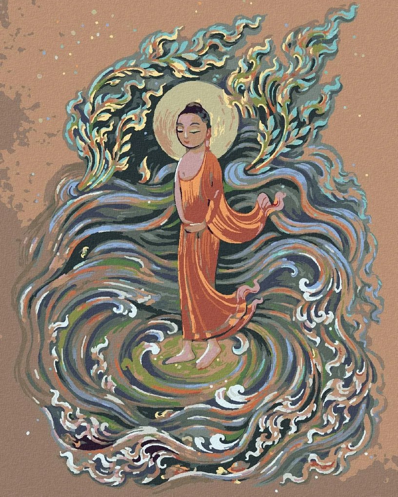 zuty zuty - malování podle čísel - buddha ve vlnách, 40x50 cm, plátno+rám