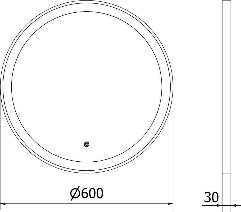 Kulaté zrcadlo MEXEN ESSO 60 cm s černým okrajem - s LED podsvícením a vyhříváním, 9825-060-060-611-70