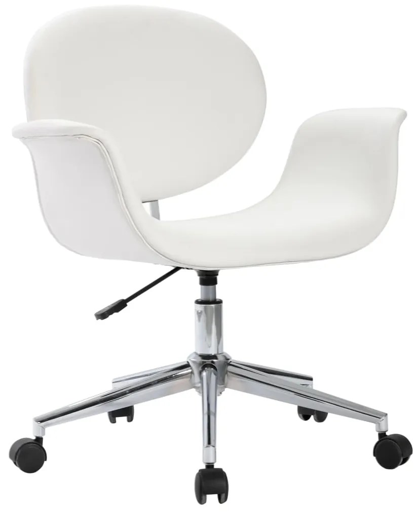 Otočná kancelářská židle bílá umělá kůže,  3054825