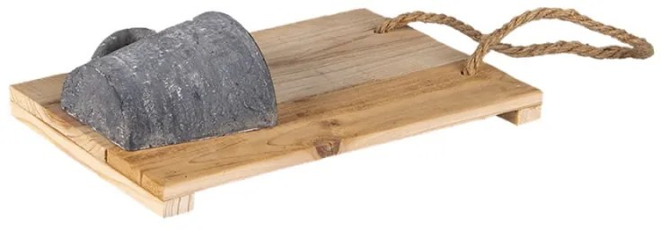 Závěsná dekorativní dřevěná deska s hrnečkem- 18*11*28 cm