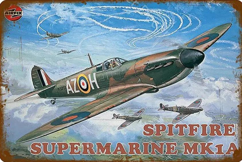 Plechová cedule Spitfire Velikost: A5 (20 x 15 cm)