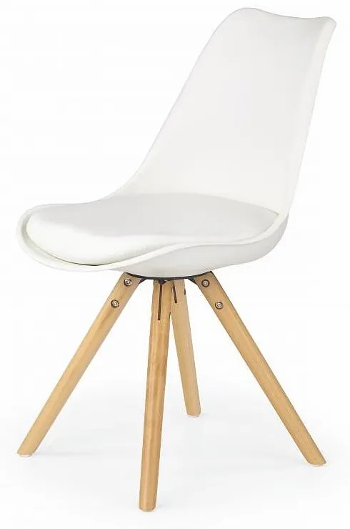 Jídelní židle Niria 1 - bílá, masiv buku + PVC + ekokůže, bílá
