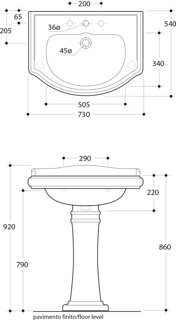 Kerasan Sapho Retro 104701 umyvadlo 73 x 54 cm