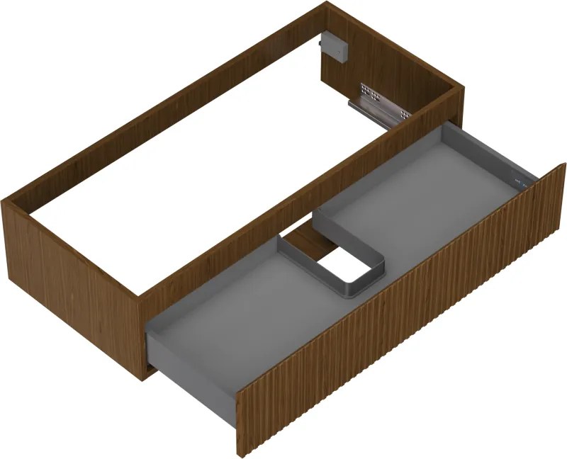 Mexen Rivel, koupelnová skříňka 100 cm, 1 zásuvka, drážkovaná, ořech, 91A20-10023-1-BF86