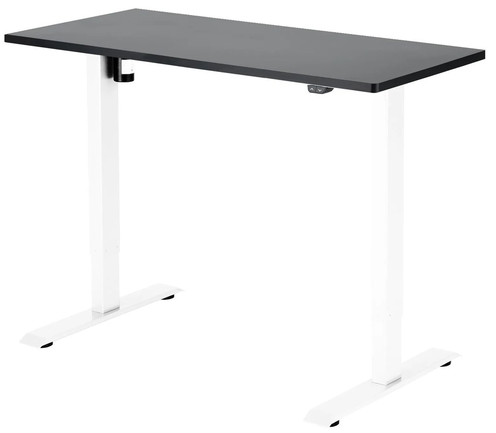 Výškově nastavitelný stůl Liftor 2segmentové nohy bílé,   deska 1180 x 600 x 25 mm černá