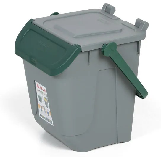 Plastový odpadkový koš na třídění odpadu ECOLOGY, 25 l, šedá/zelená