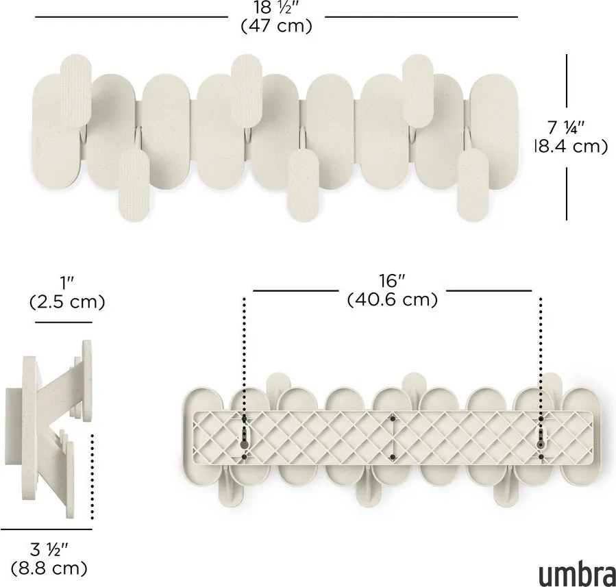 Béžový ocelový nástěnný věšák 16 cm Tempo – Umbra