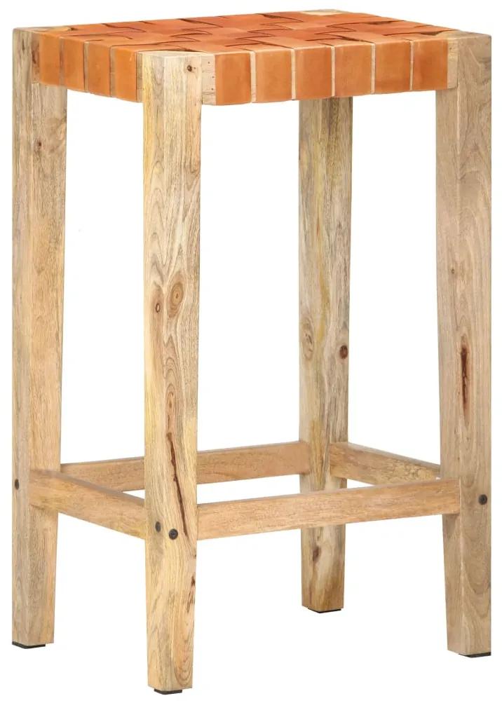 Barové stoličky 2 ks hnědé pravá kůže 75 cm - Default Title