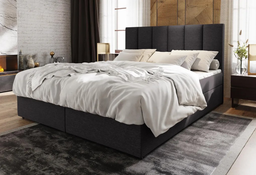 Expedo Čalouněná postel boxspring KARDI, 140x200, sawana 21 + topper