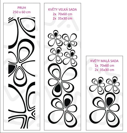 WALLVINIL Samolepky na zeď - Floral triangles Barva: Bílá, Velikost: Pruh 250x60 cm