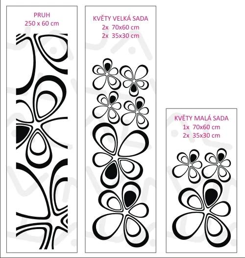 WALLVINIL Samolepky na zeď - Floral triangles Barva: Černá, Velikost: Malá sada 1x 70x60+2x 35x30cm