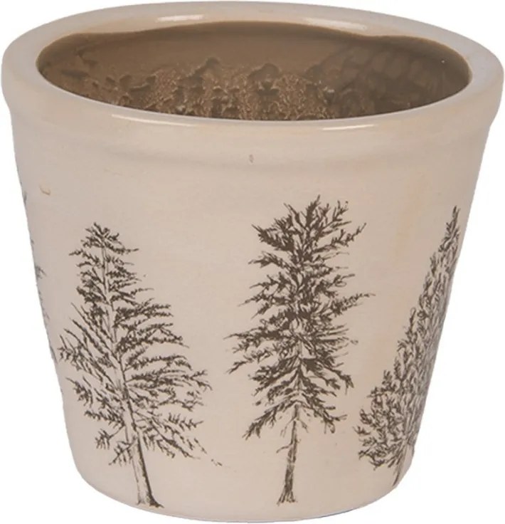 Béžový obal na květináč se stromky Natural Pine Trees S - Ø 12*11 cm